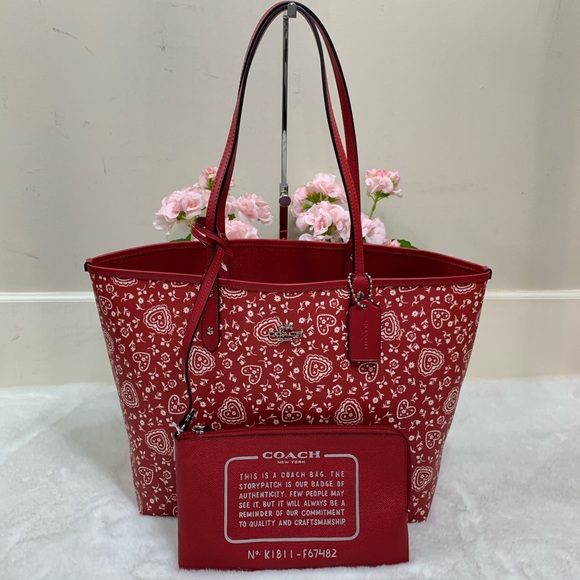 Coach | Bags | Coach Red Heart Print Reversible Tote | Poshmark